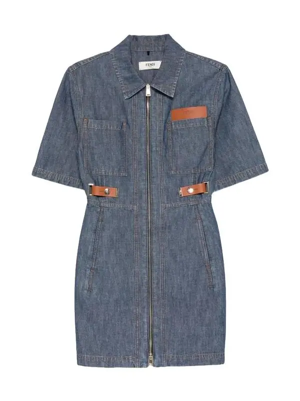 Fendi Cotton Zip-fastening Day Dress - Blue
