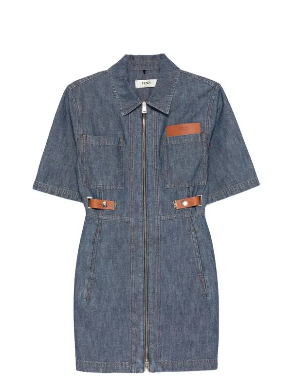 Fendi Cotton Zip-fastening Day Dress - Blue