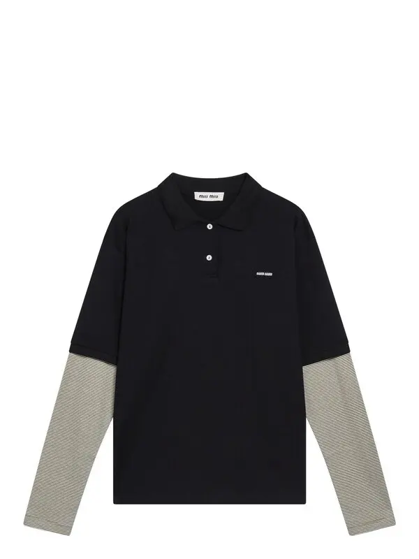 Miu Miu Olive Cotton Jersey Polo Shirt - Blue