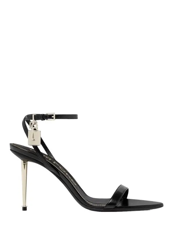 TOM FORD Pointed-toe Sandal With Padlock In Polished Leather - Black