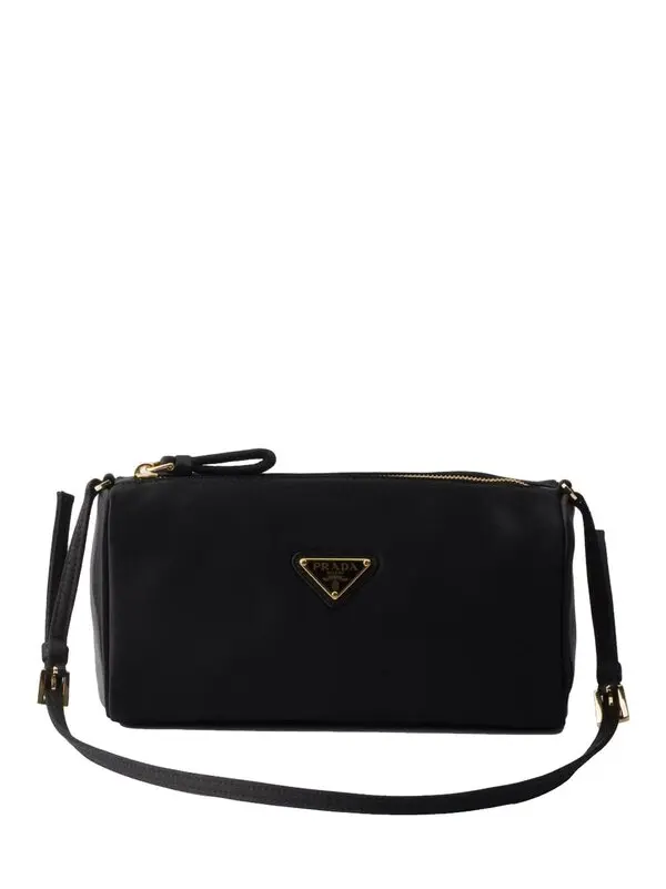 Prada Silk Mini Bag With Triangle Logo - Black
