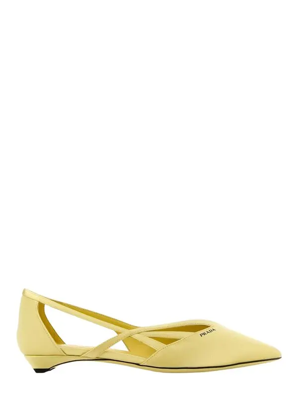 Prada Pastel Satin Ballerinas - Yellow