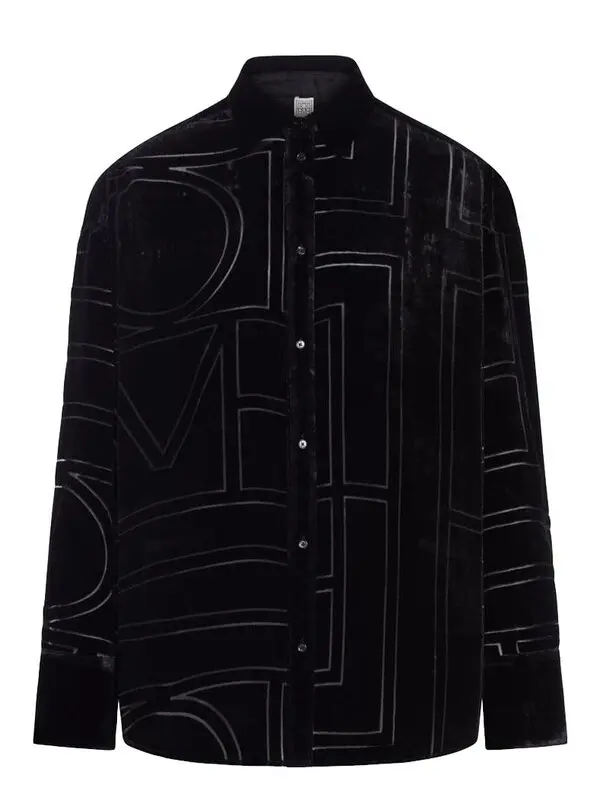 TOTEME Oversized Devoré Shirt - Black