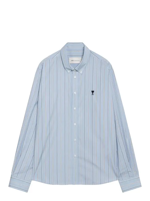 AMI Paris Light Striped De Coeur Shirt - Blue