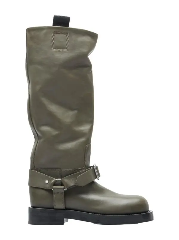 Burberry Leather Saddle High Boots - Green