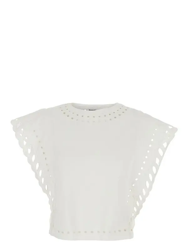 Isabel Marant Étoile Odyle' Crew Neck Top With Cut-out Details In Cotton For - White