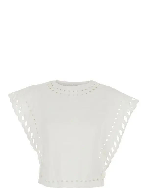Isabel Marant Étoile Odyle Cotton Cut-out Crew Neck Top - White