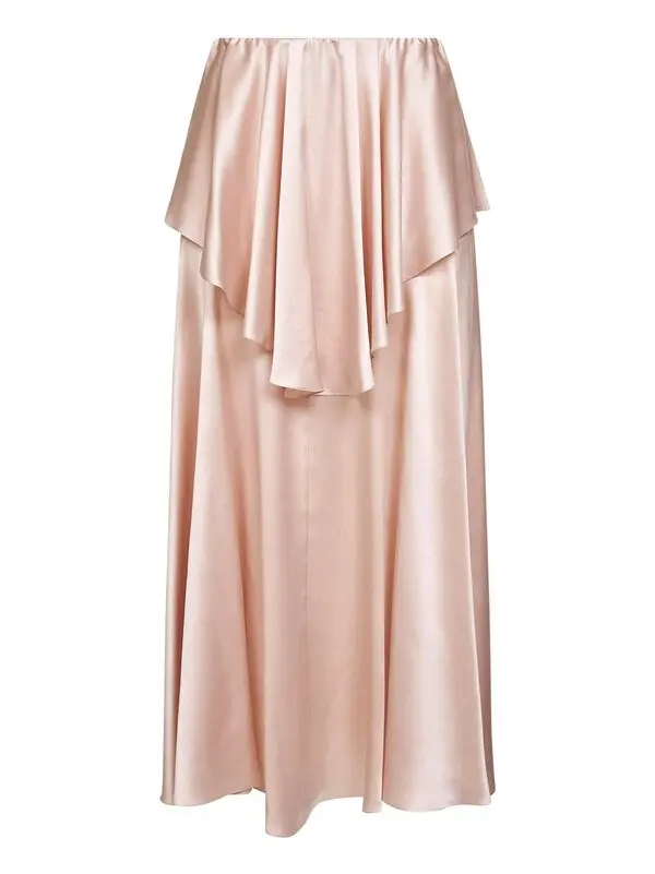 Chloé Silk Satin Fluid Layered Midi Skirt - Multicolor