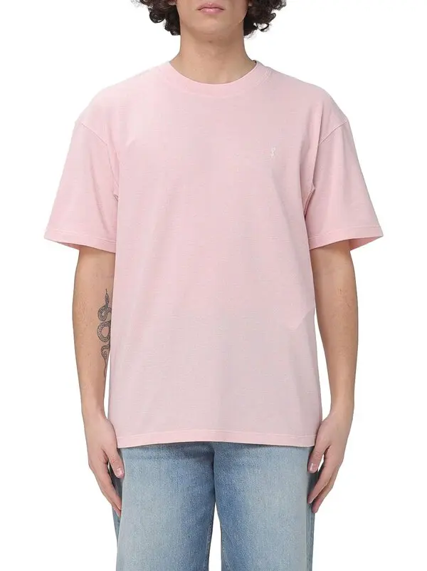 Saint Laurent Crew Neck T-shirt With Logo - Pink