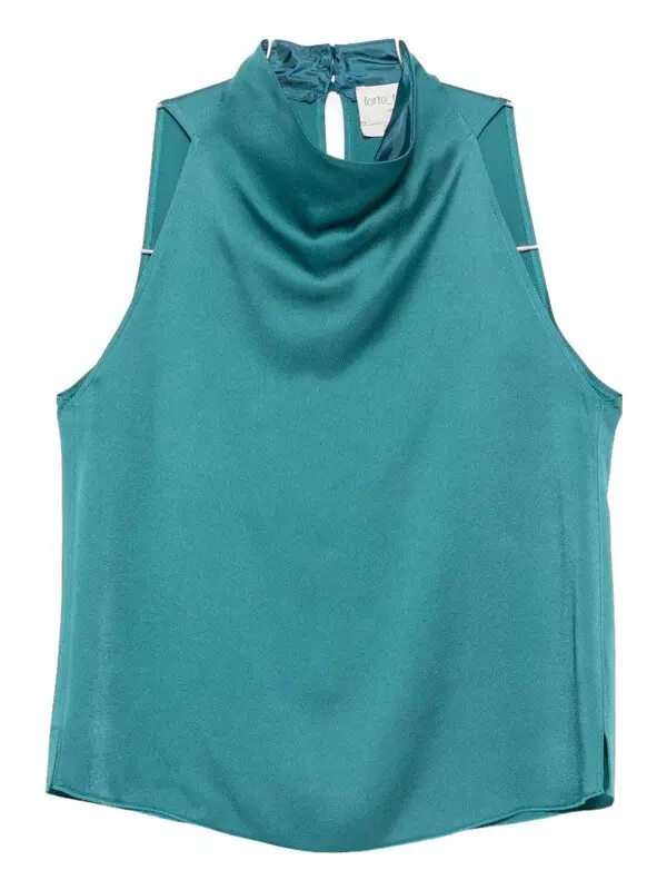 FORTE_FORTE Satin Turtle-neck Top - Multicolor