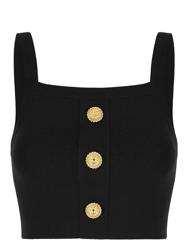 Balmain Square Neck Crop Top - Multicolor