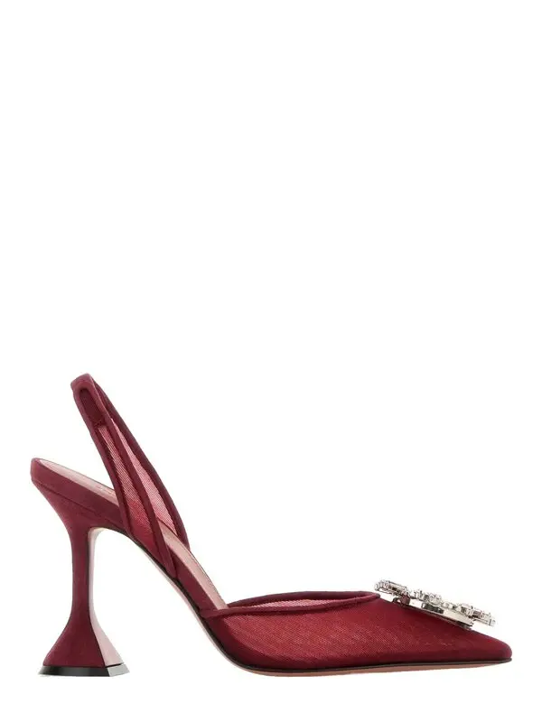 Amina Muaddi Tiziano Mesh Begum Pumps - Red