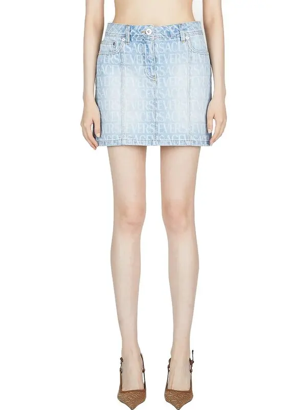 Versace Denim Jacquard Mini Skirt - Blue