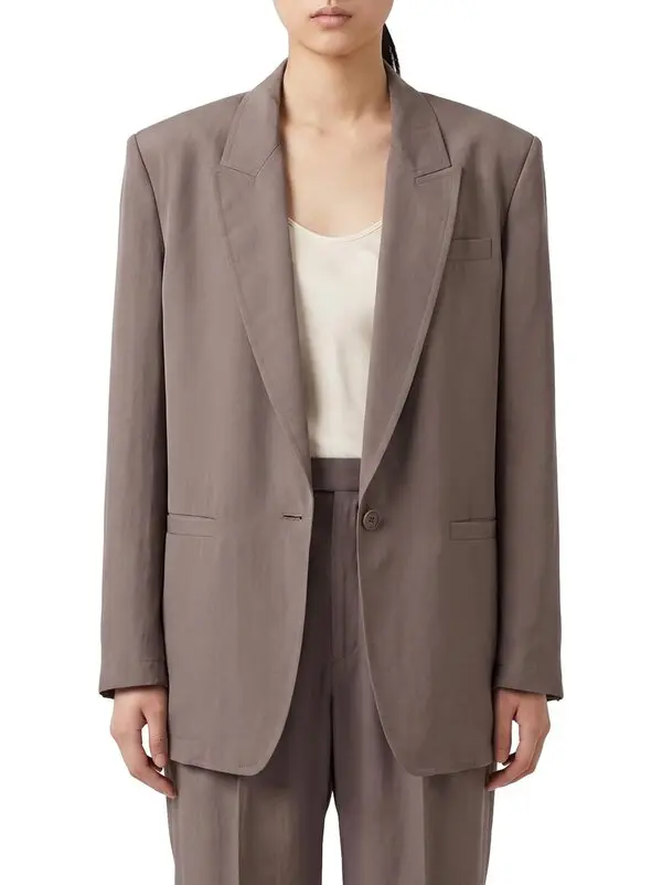 Saint Laurent Fluid Silk Blazer - Gray