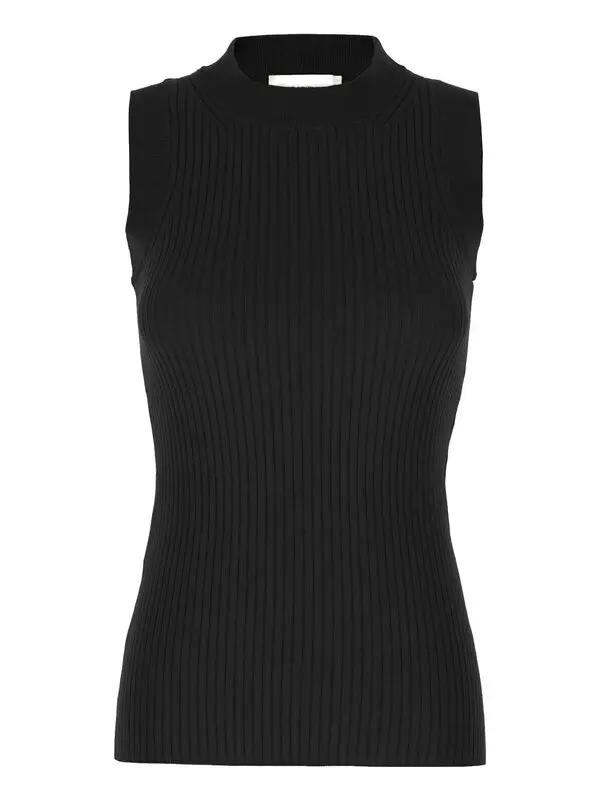 Sportmax Sleeveless Mock Neck Ribbed Knit Top - Multicolor