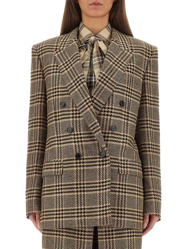 Saint Laurent Prince Of Wales Double-breasted Jacket - Multicolor