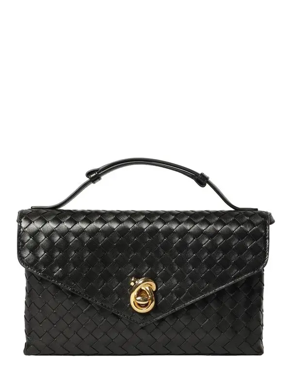 Bottega Veneta Small Knot Lock Intrecciato Leather Top Handle Bag - Black