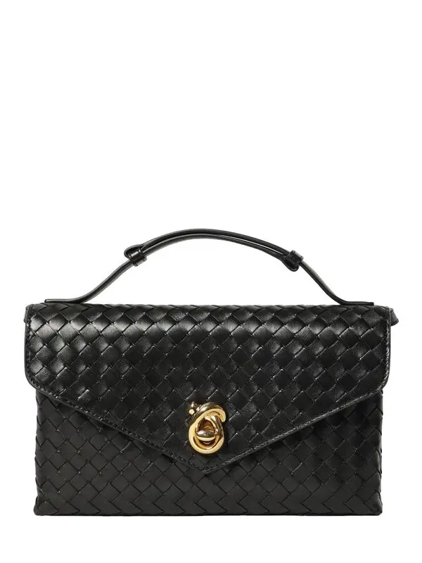 Bottega Veneta Knot Lock Intrecciato Leather Handbag - Black