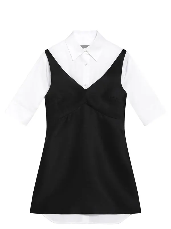 Balenciaga Hybrid Chemisier Mini Dress In Wool And Silk - Black