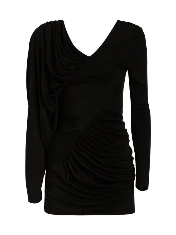 Saint Laurent Ruched Long Sleeve Dress - Multicolor