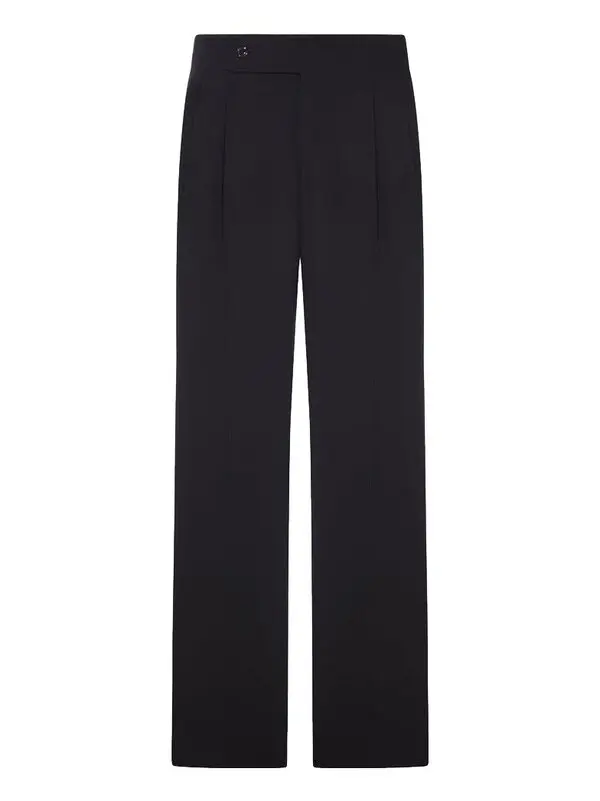 Giorgio Armani Double-pleat Trousers In Pure Virgin Wool - Black