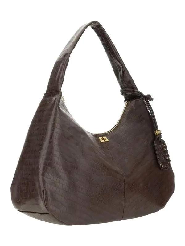 GANNI Hobo Bag Croco Xxl - Brown