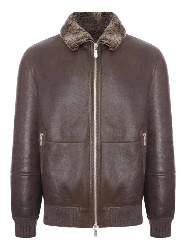 Brunello Cucinelli Shearling Bomber - Brown
