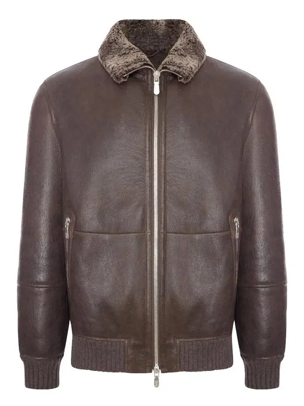 Brunello Cucinelli Shearling Bomber - Brown