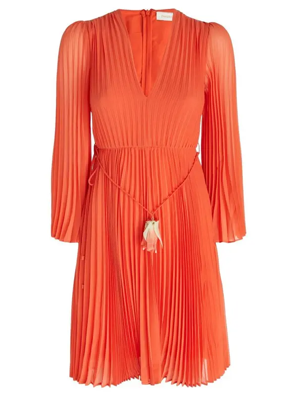 Zimmermann Pleated V-neck Dress - Multicolor