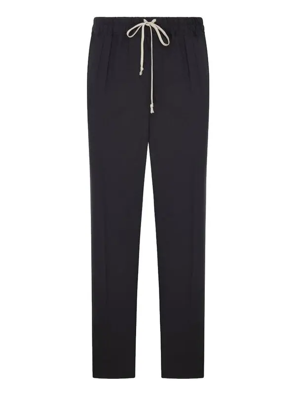 Rick Owens Slim Drawstring Wool Trousers With Drawstring - Black