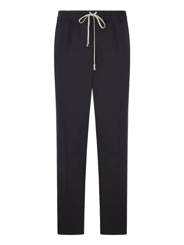 Rick Owens Slim Drawstring Wool Trousers - Black