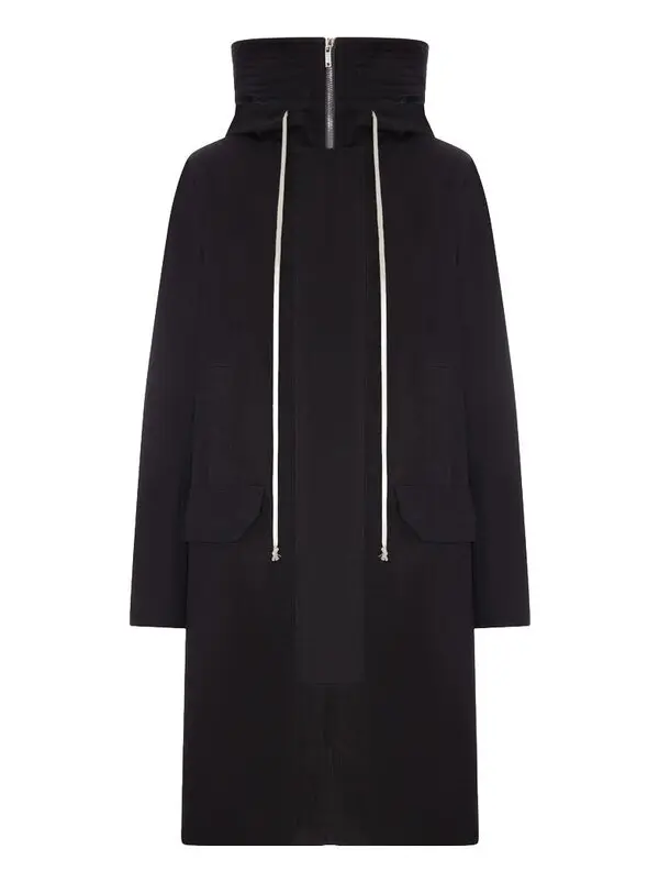 Rick Owens Long Cotton Parka With Hood - Black