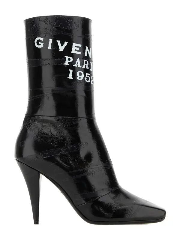 Givenchy Leather Sliced Square Tape Ankle Boots - Black