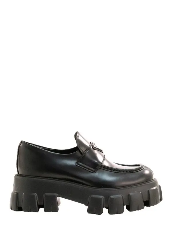 Prada Brushed Leather Loafers - Black