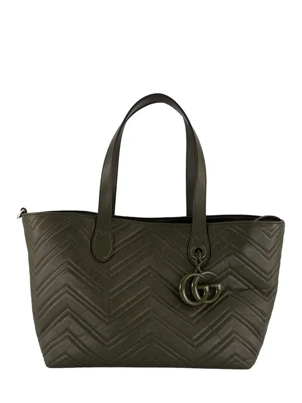 Gucci Chevron Calfskin Shoulder Bag - Green