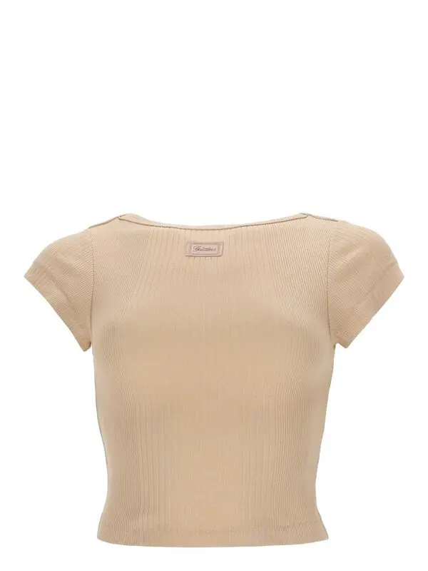 JEAN PAUL GAULTIER Logo Patch Cropped Top - Cream
