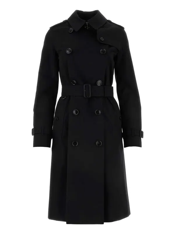 Burberry Gabardine Heritage Kensington Trench Coat - Black