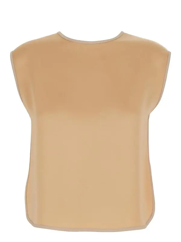 FORTE_FORTE Beige Sleeveless Top With V-neck On The Back In Viscose Blend - Multicolor