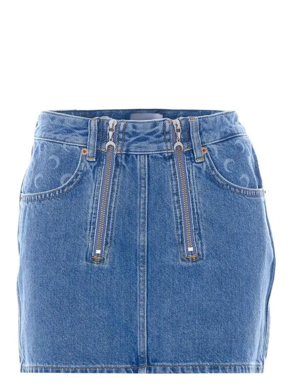 MARINE SERRE Denim Zipped Mini Skirt - Blue