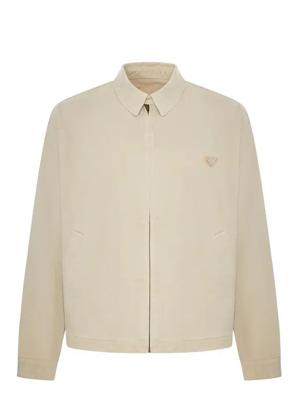 Prada Cotton Blouson With Logo - Cream