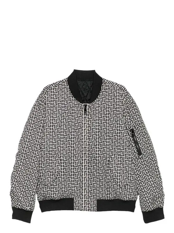 Balmain Pb Monogram Bomber Jacket - Black