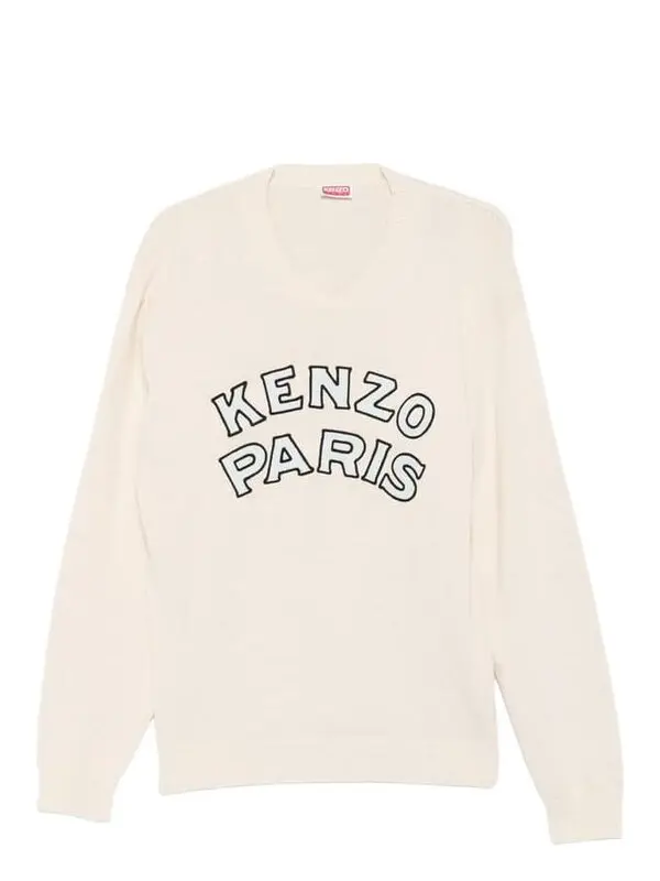 Kenzo Embroidered Logo Crew Neck Pullover - Cream