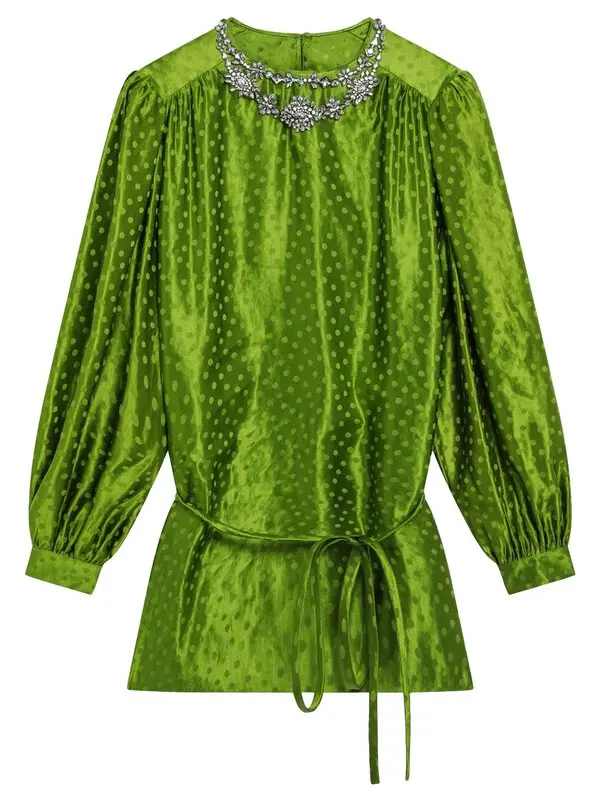 Valentino Garavani Silk-blend Jacquard Mini Dress - Green
