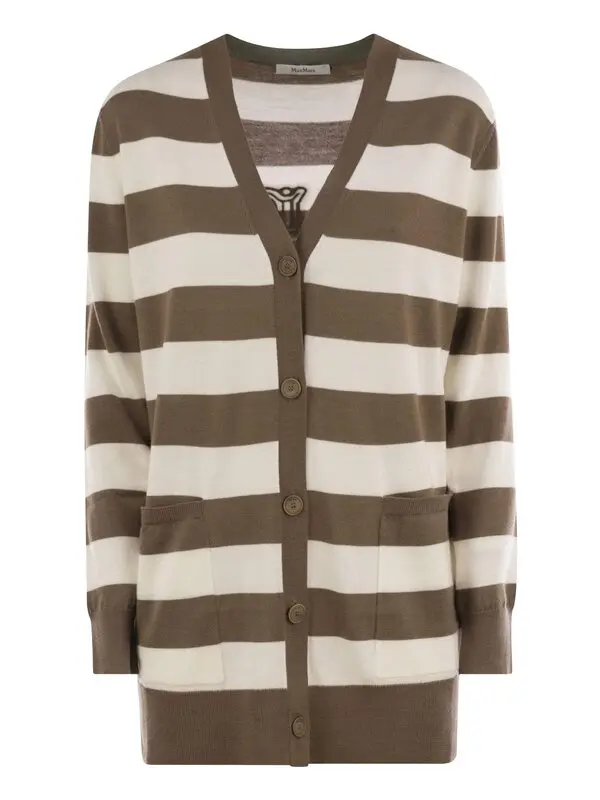 Max Mara Fiemme Long Striped Wool Cardigan - Multicolor