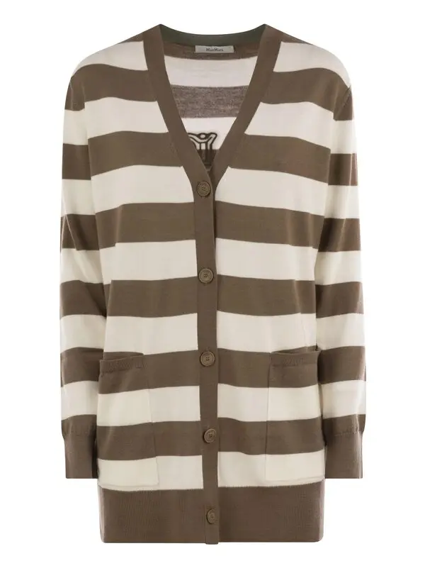 Max Mara Fiemme Long Striped Wool Cardigan - Multicolor