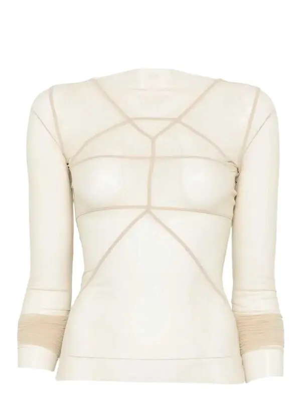 Rick Owens Long-sleeved Top With Sheer Panels At The Temples - Multicolor