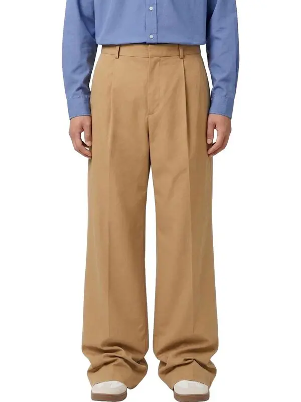 Loewe Wide Leg Cotton Trousers - Cream