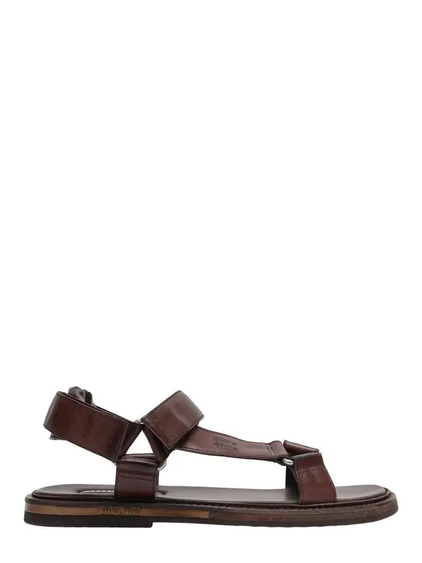 Miu Miu Leather Sandals - Brown