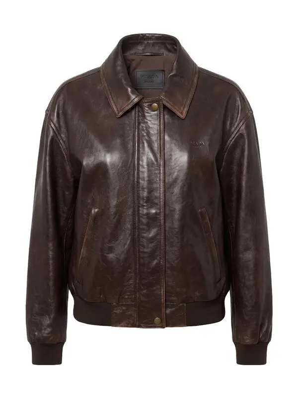 Prada Leather Bomber Jacket - Multicolor