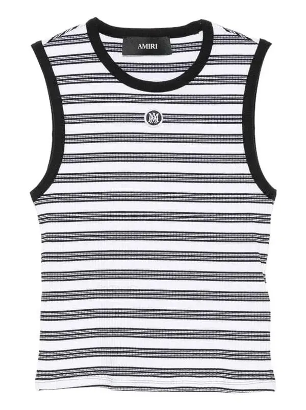 Amiri Striped Ribbed Knit Tank Top - White